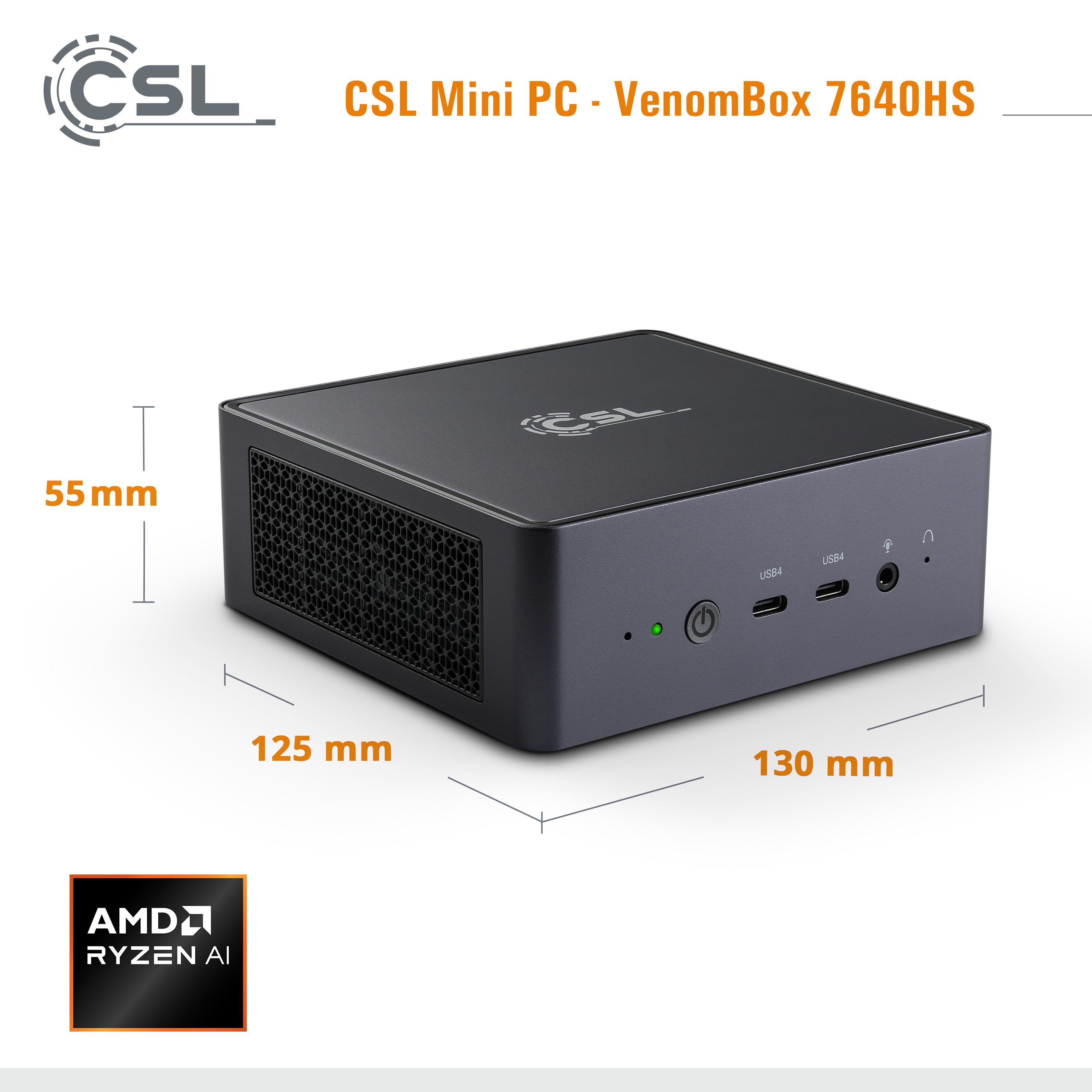 Mini PC - CSL VenomBox 7640HS / Windows 11 Pro / 8GB / 2000 GB M.2 SSD ...