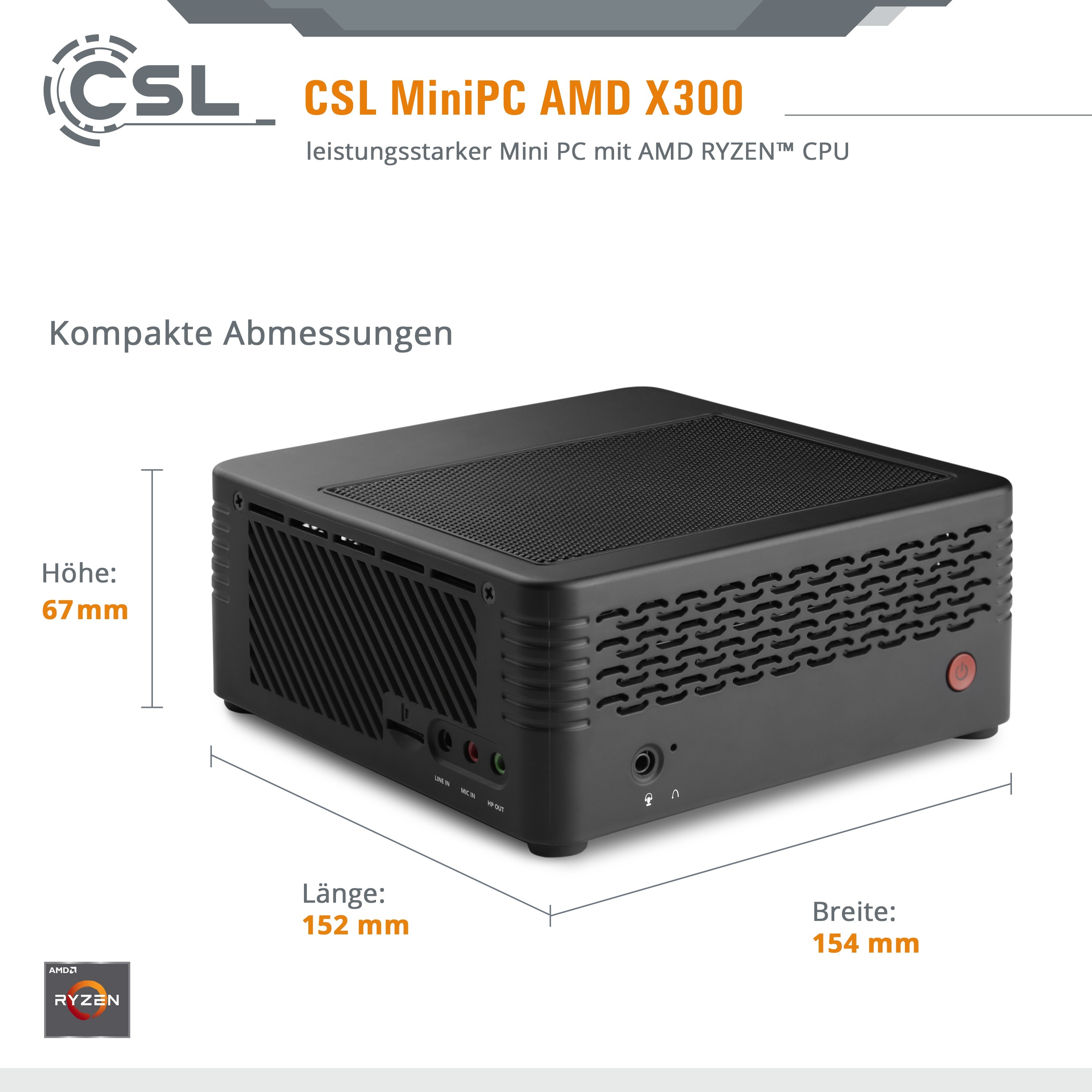 Mini PC - CSL X300 / 5700G / 16GB / 1000GB SSD | CSL Computer