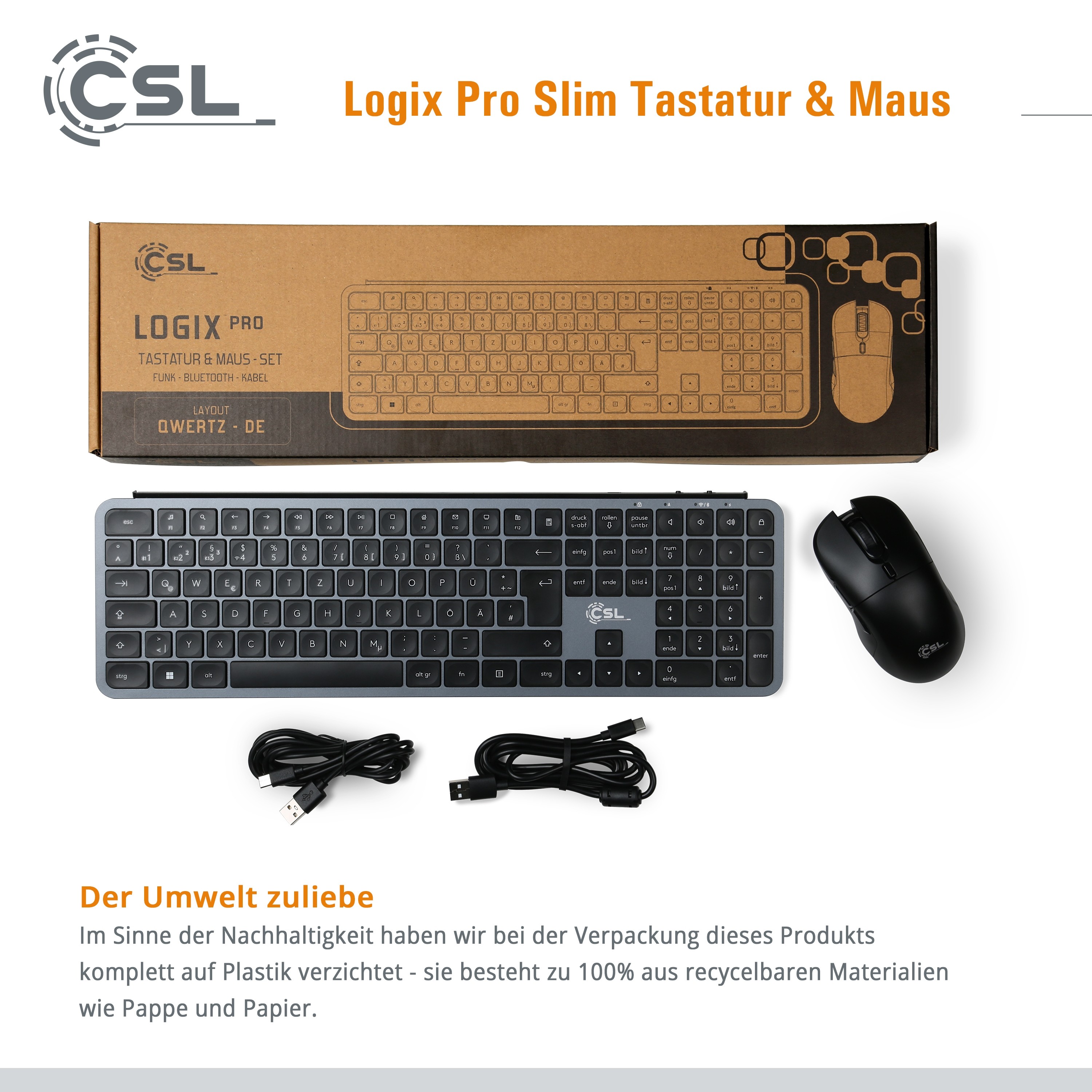 CSL Logix Pro wireless keyboard and mouse, black | CSL Computer
