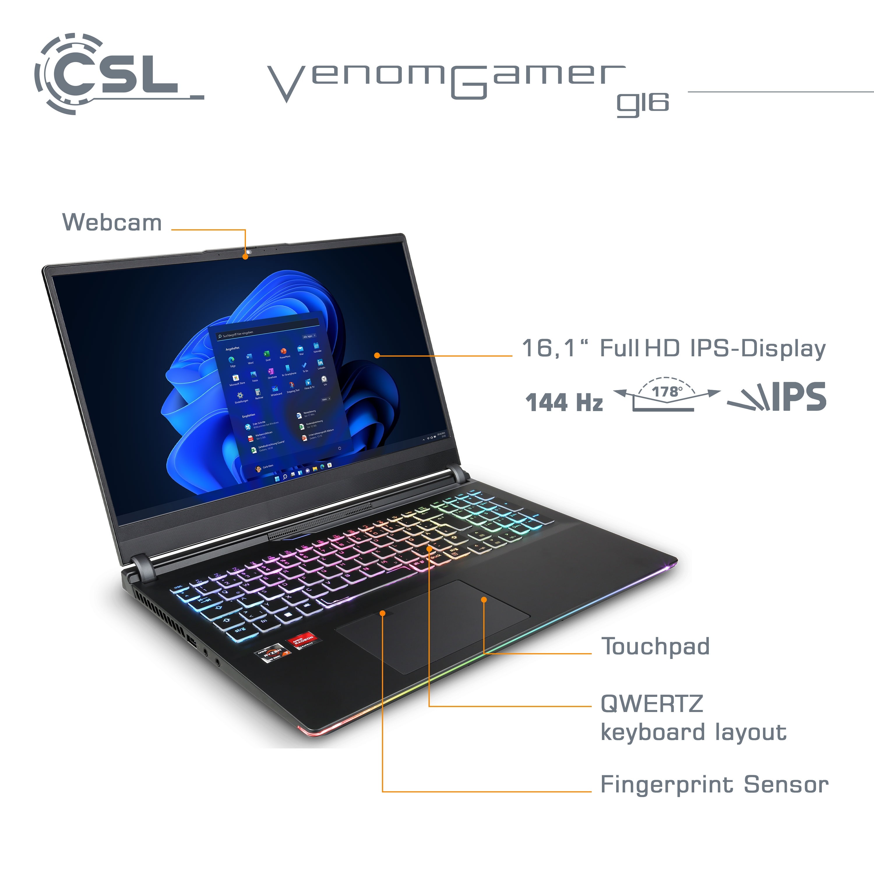 CSL Computer | Notebook Notebook CSL VenomGamer G16 / 64GB / 4000GB / Windows 11 Home