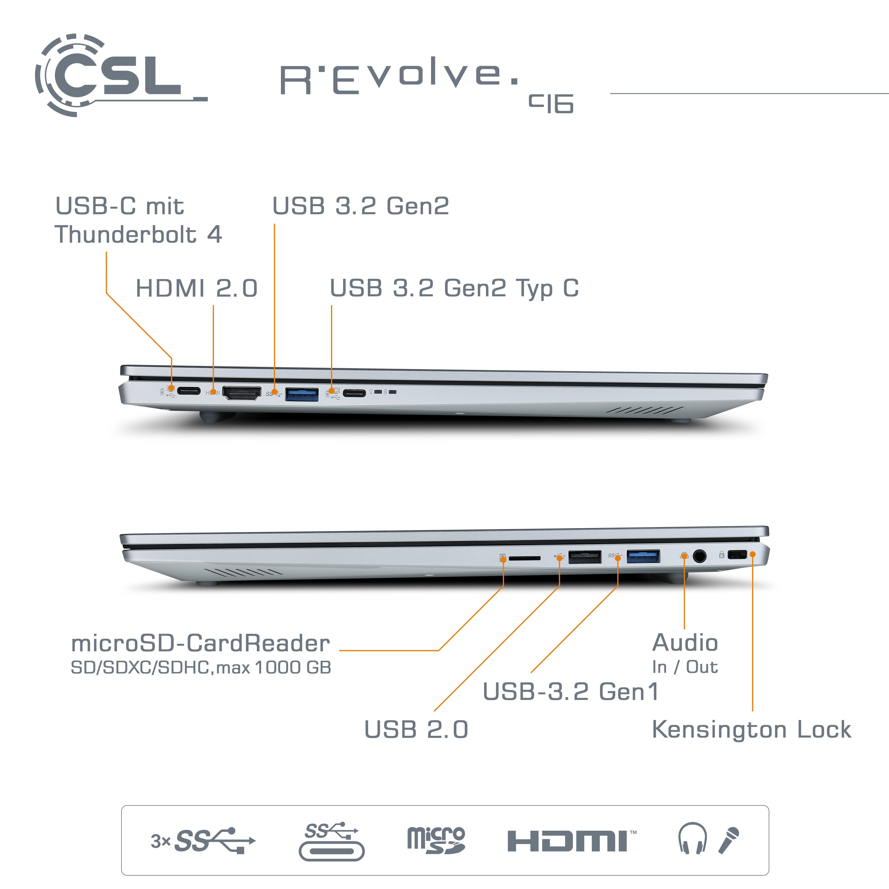 Notebook CSL R'Evolve C16 / Windows 11 Pro / 500GB+16GB | CSL Computer