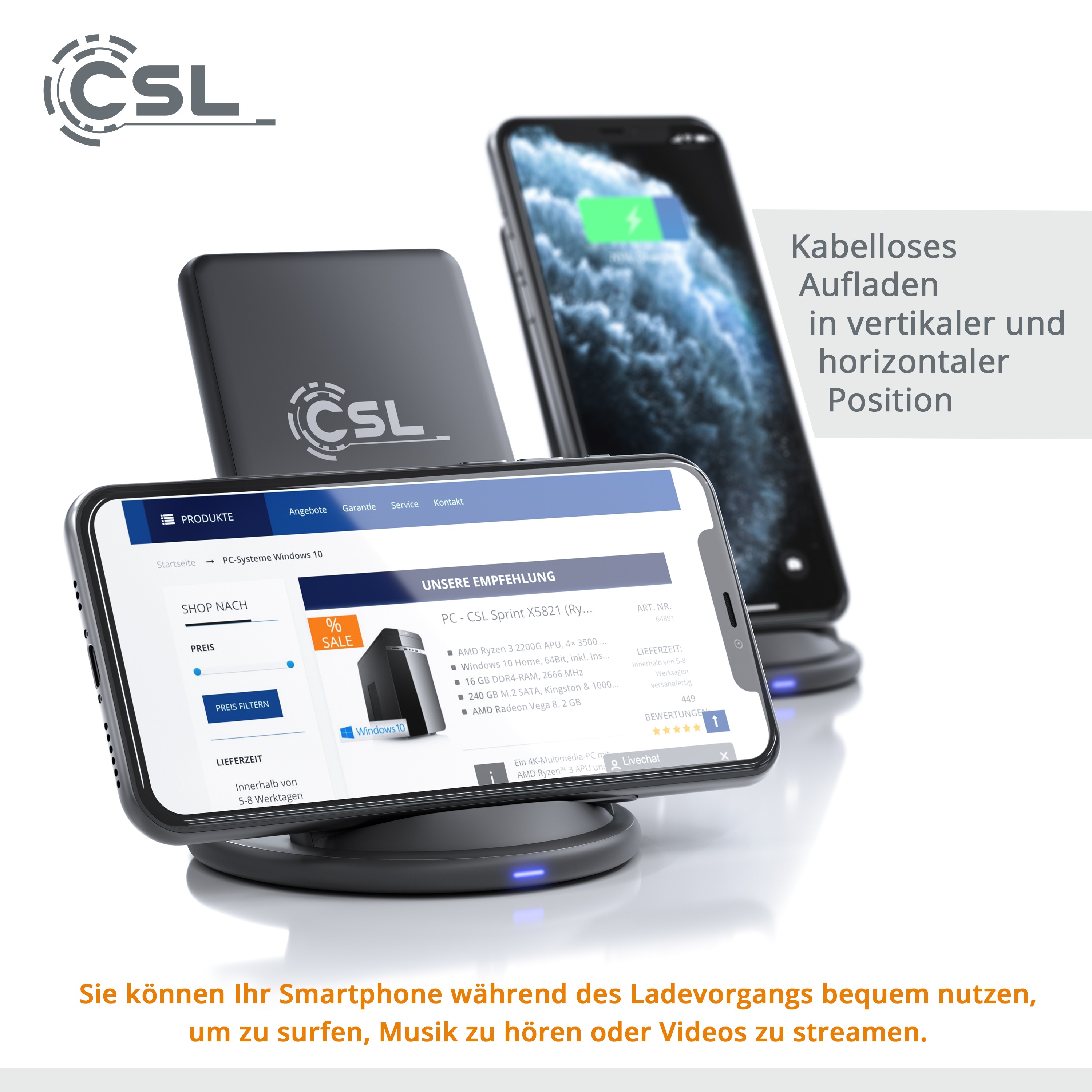 Wireless Charger CSL Qi Stand | CSL Computer