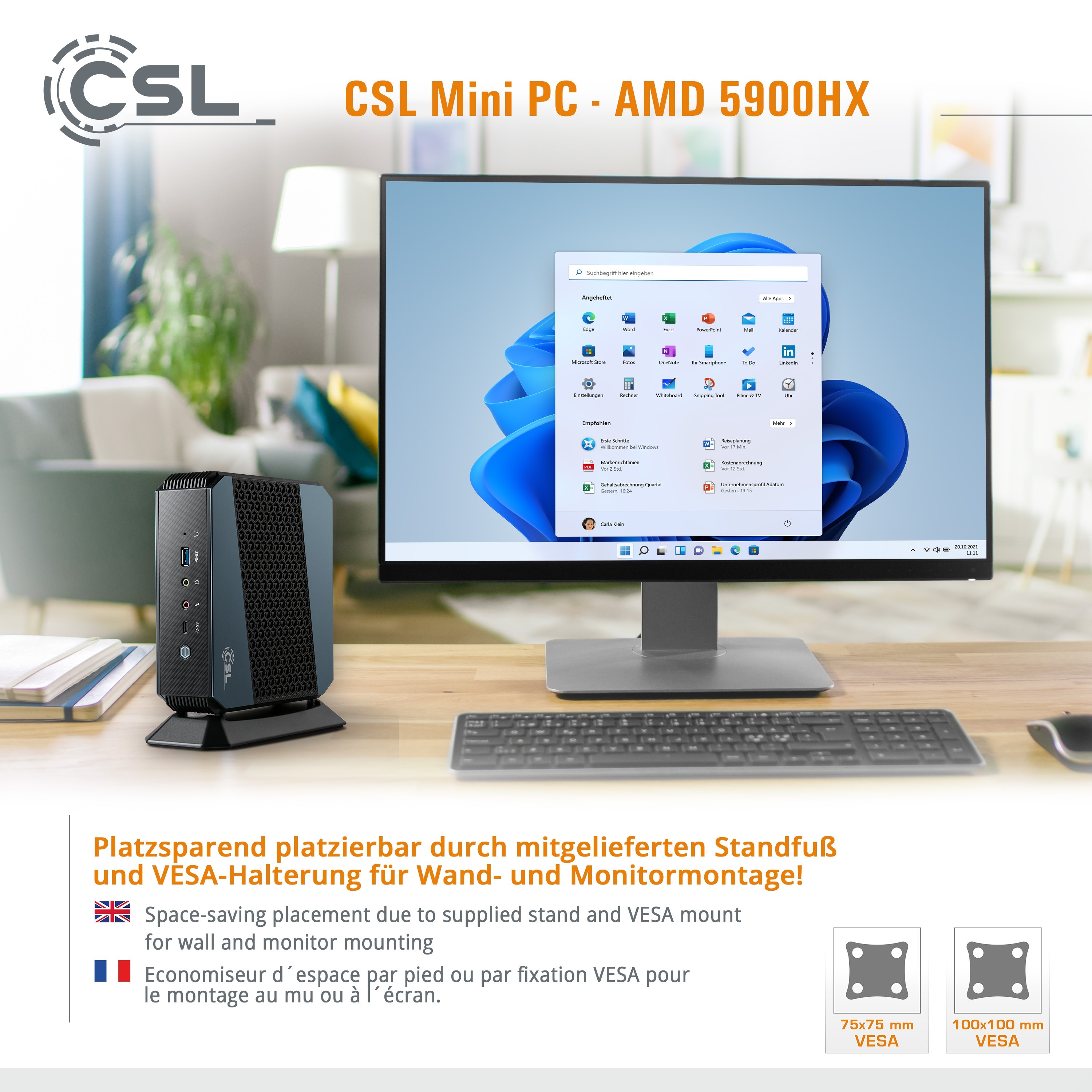 CSL Computer | Mini PC - CSL AMD 5900HX / Windows 11 Pro / 16GB / 2000 ...
