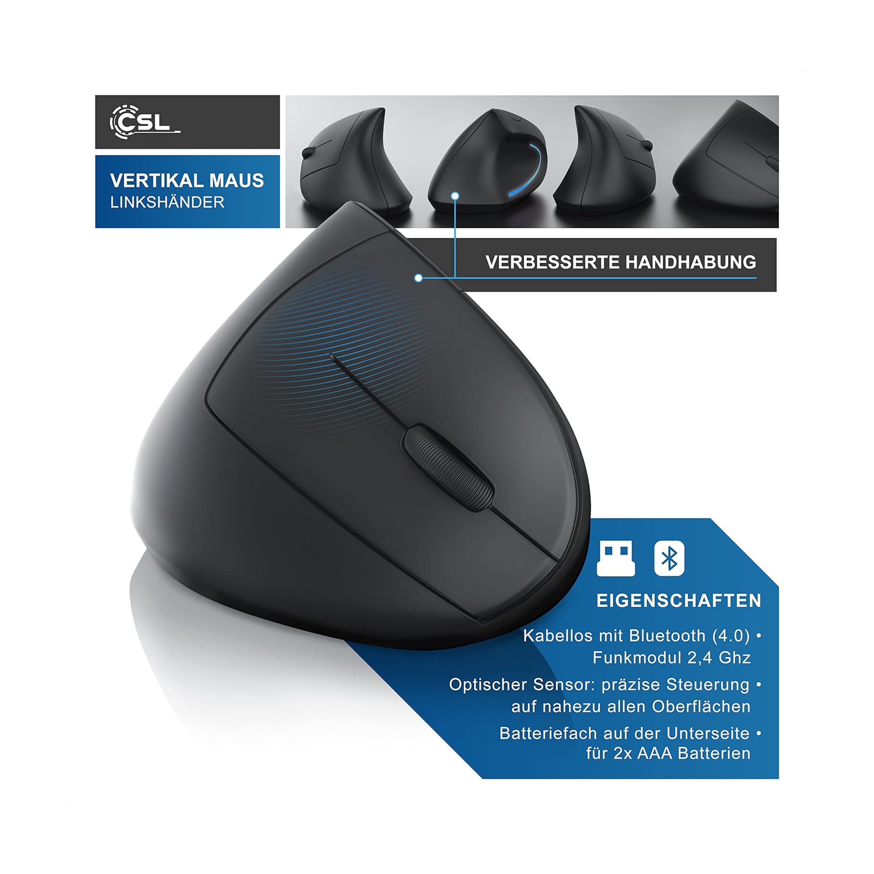 CSL vertical mouse L, wireless | CSL Computer