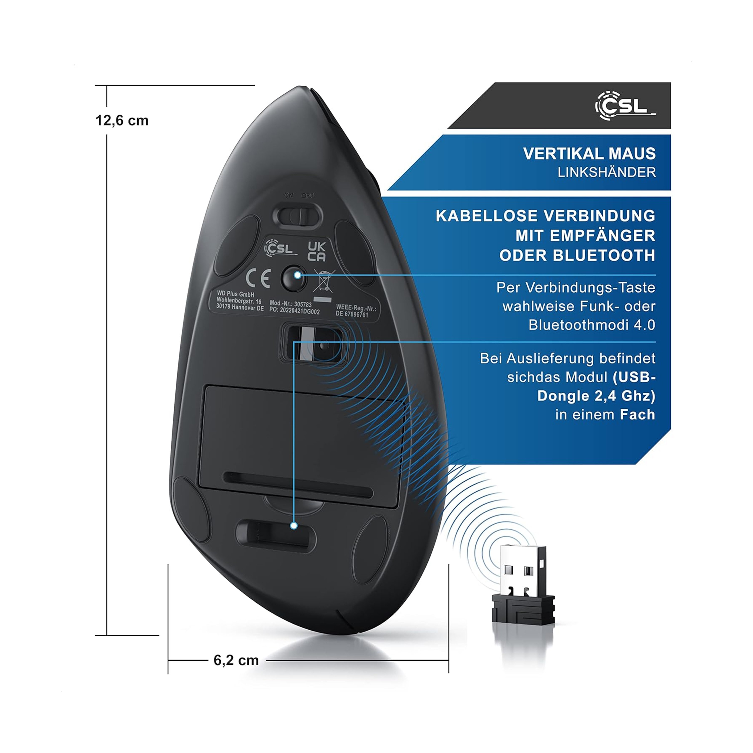 CSL vertical mouse L, wireless | CSL Computer