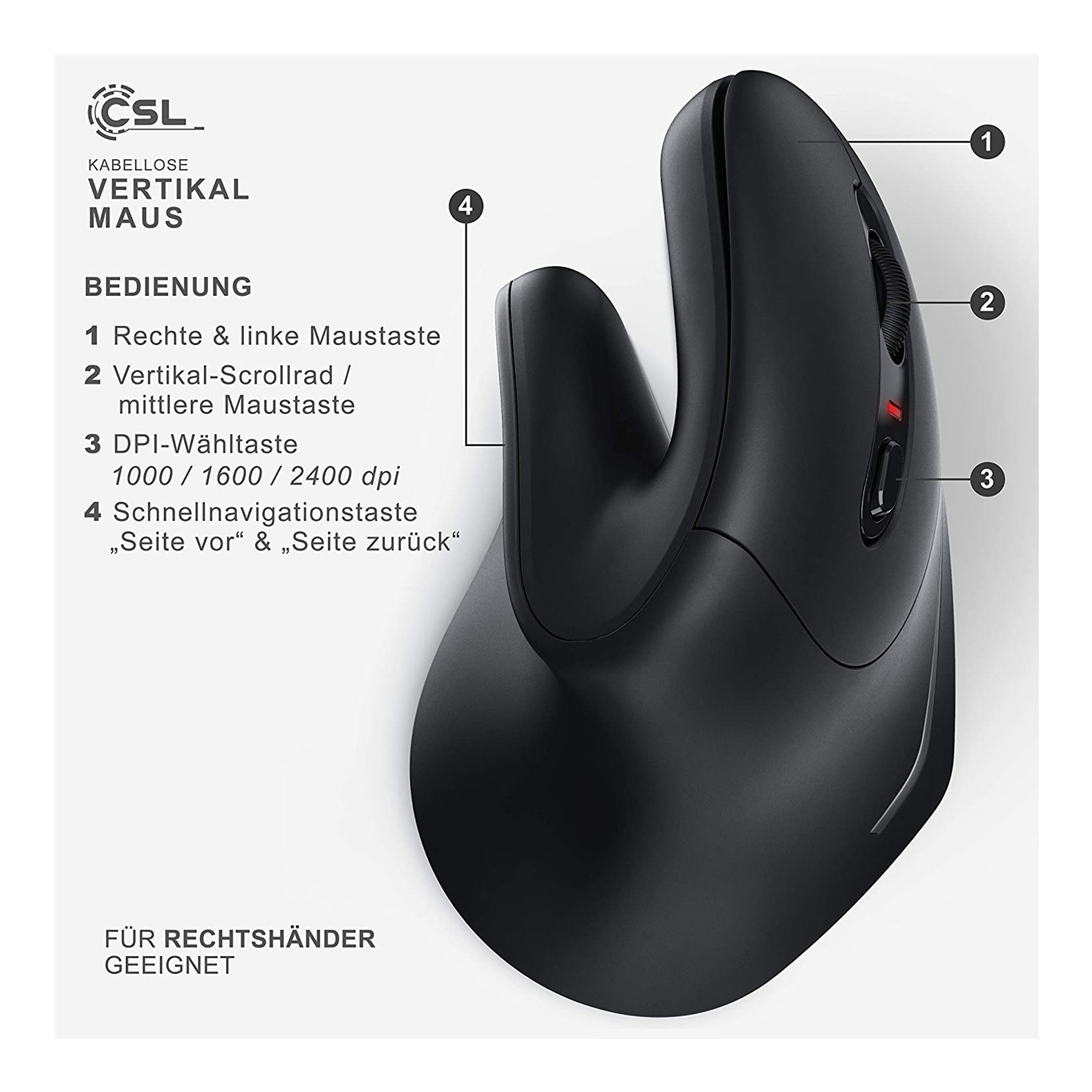 CSL vertical mouse v2, wireless | CSL Computer