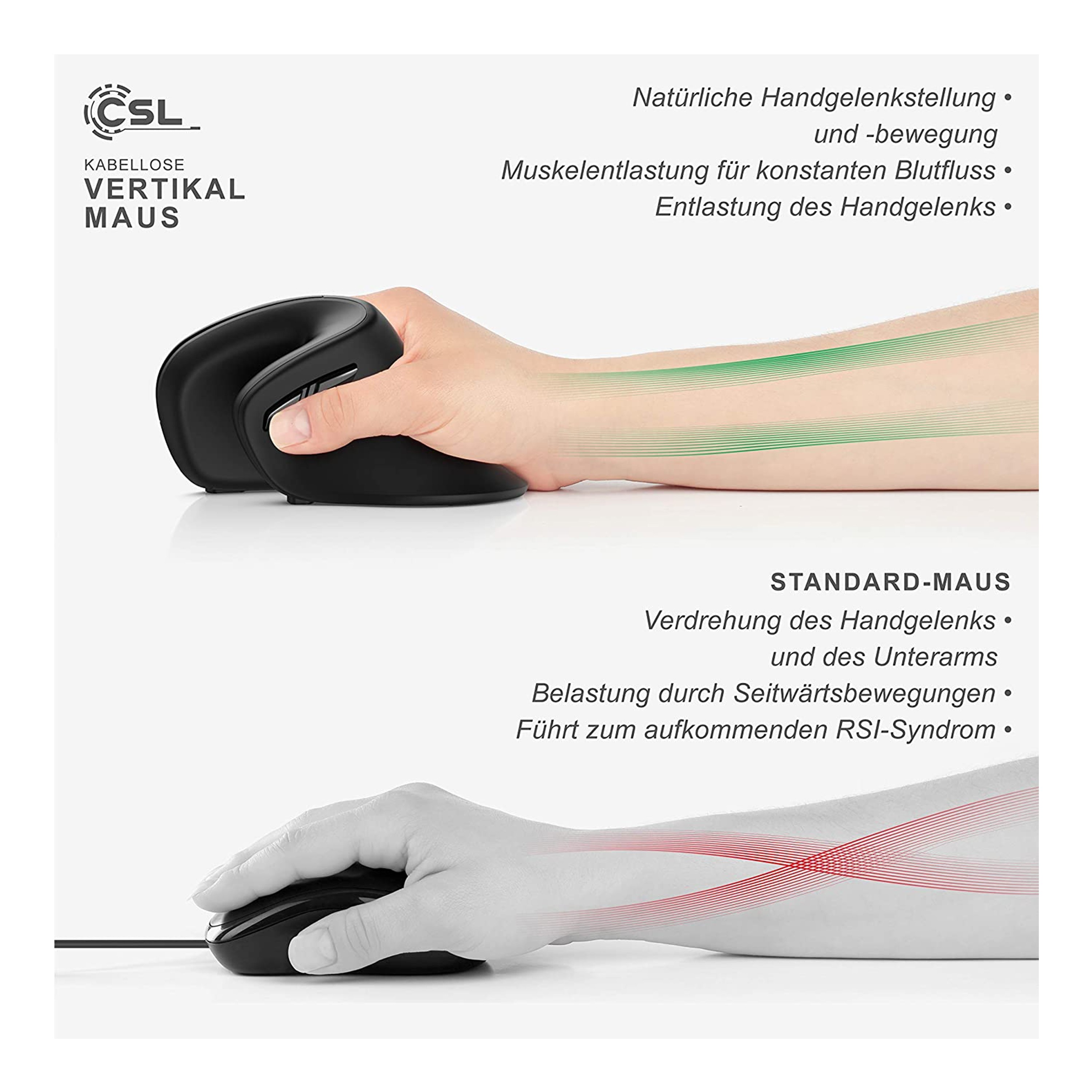 CSL vertical mouse v2, wireless | CSL Computer