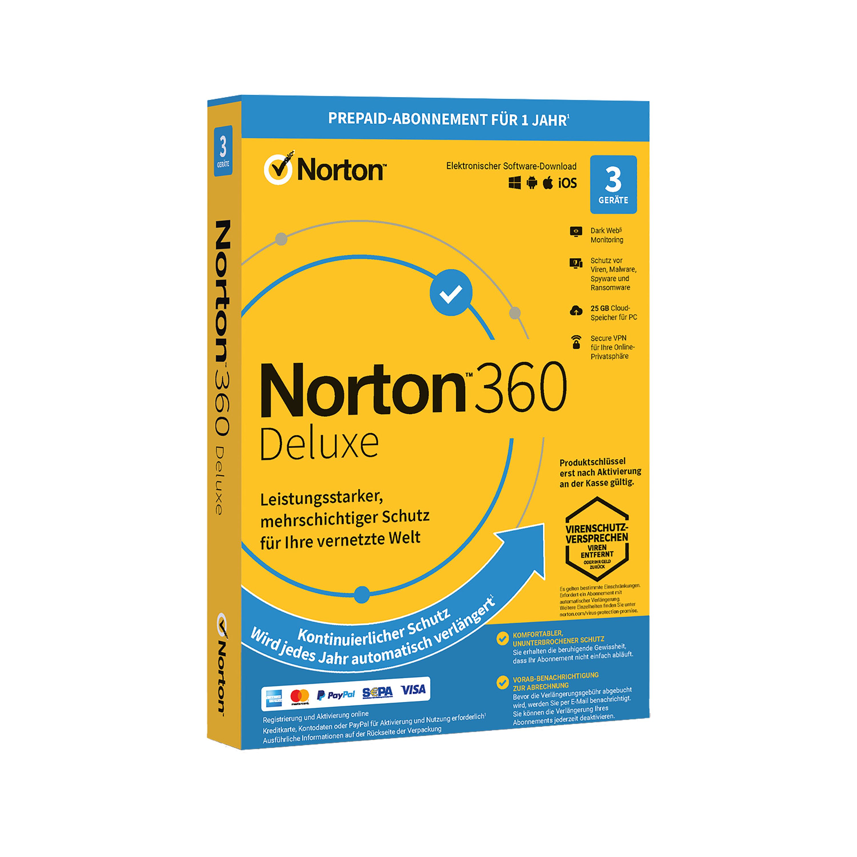 Norton Security Deluxe 360 ESD - 3 licenses (digital product key, 1 ...