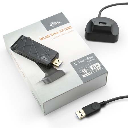 WLAN USB stick 1200 MBit/s (600 MBit/s @ 2.4 GHz) - CSL AX1800 + USB ...