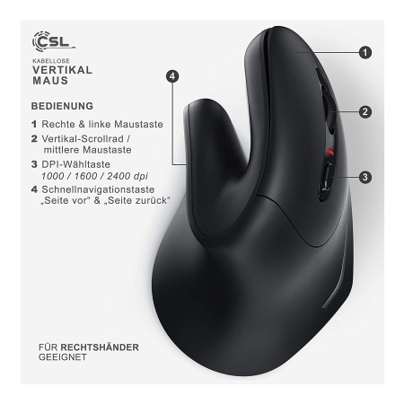 CSL vertical mouse v2, wireless | CSL Computer