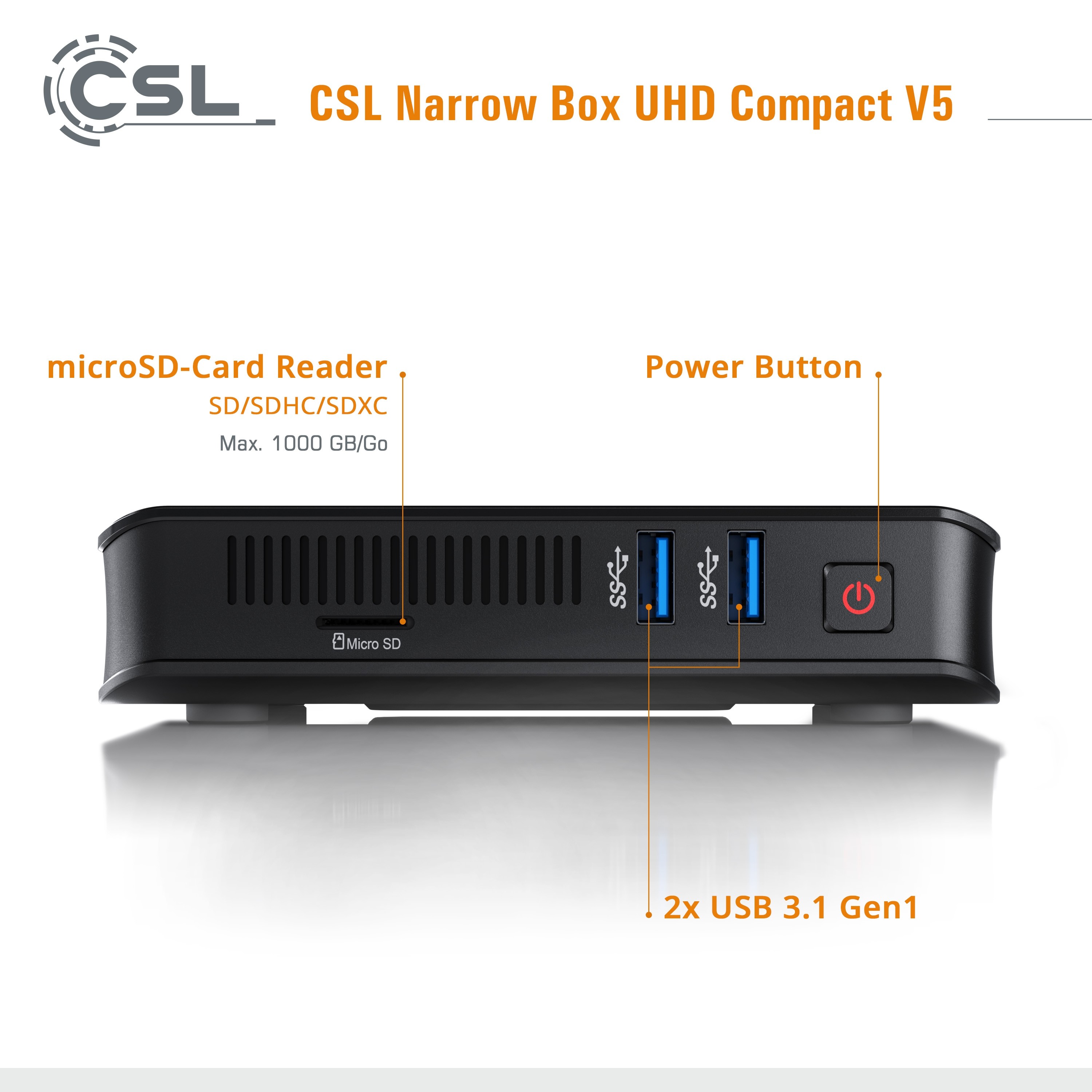 CSL Computer | Mini PC - CSL Narrow Box Ultra HD Compact v5 / 512GB M.2 ...