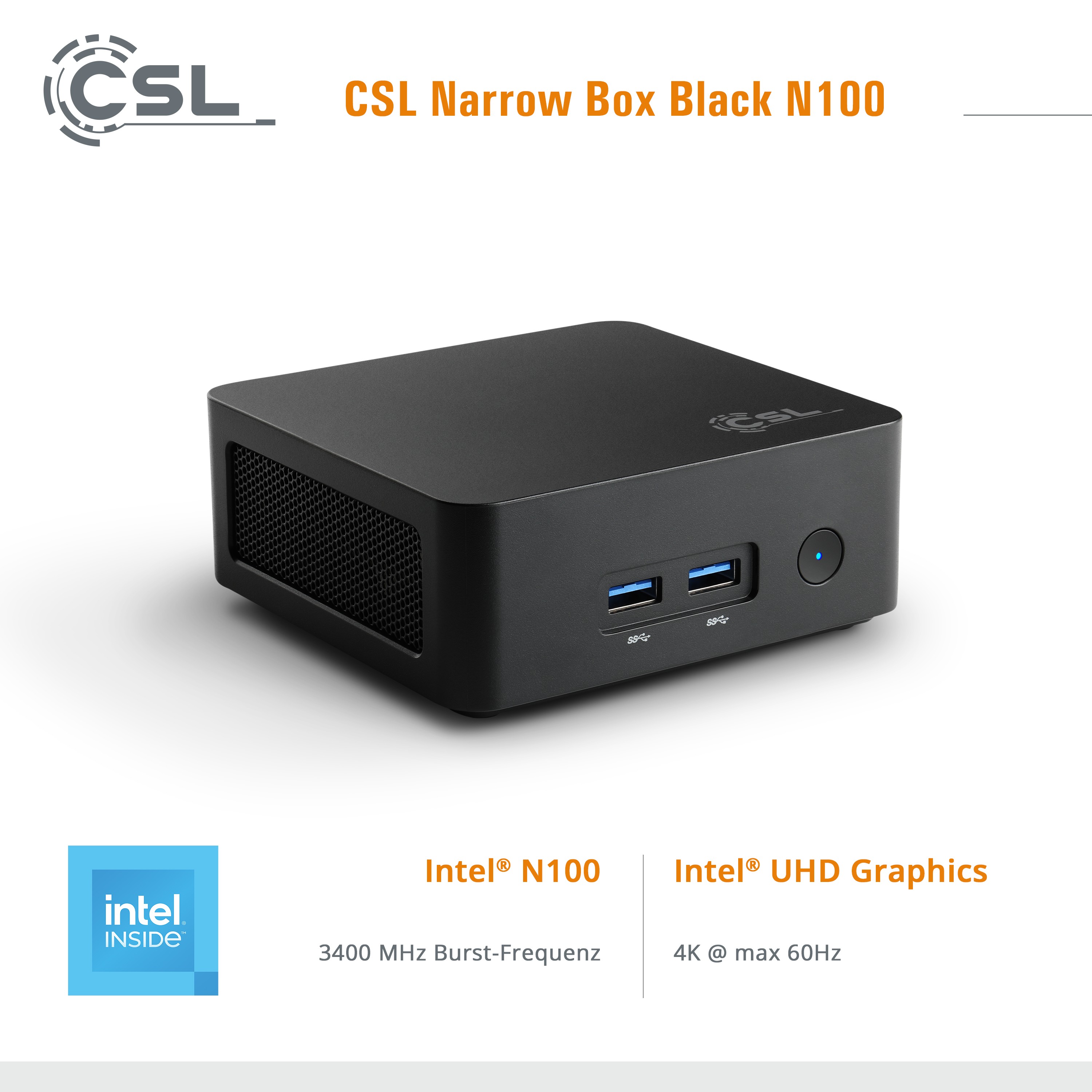 Mini PC - CSL Narrow Box Black / Windows 11 Pro / 4000GB+8GB | CSL Computer