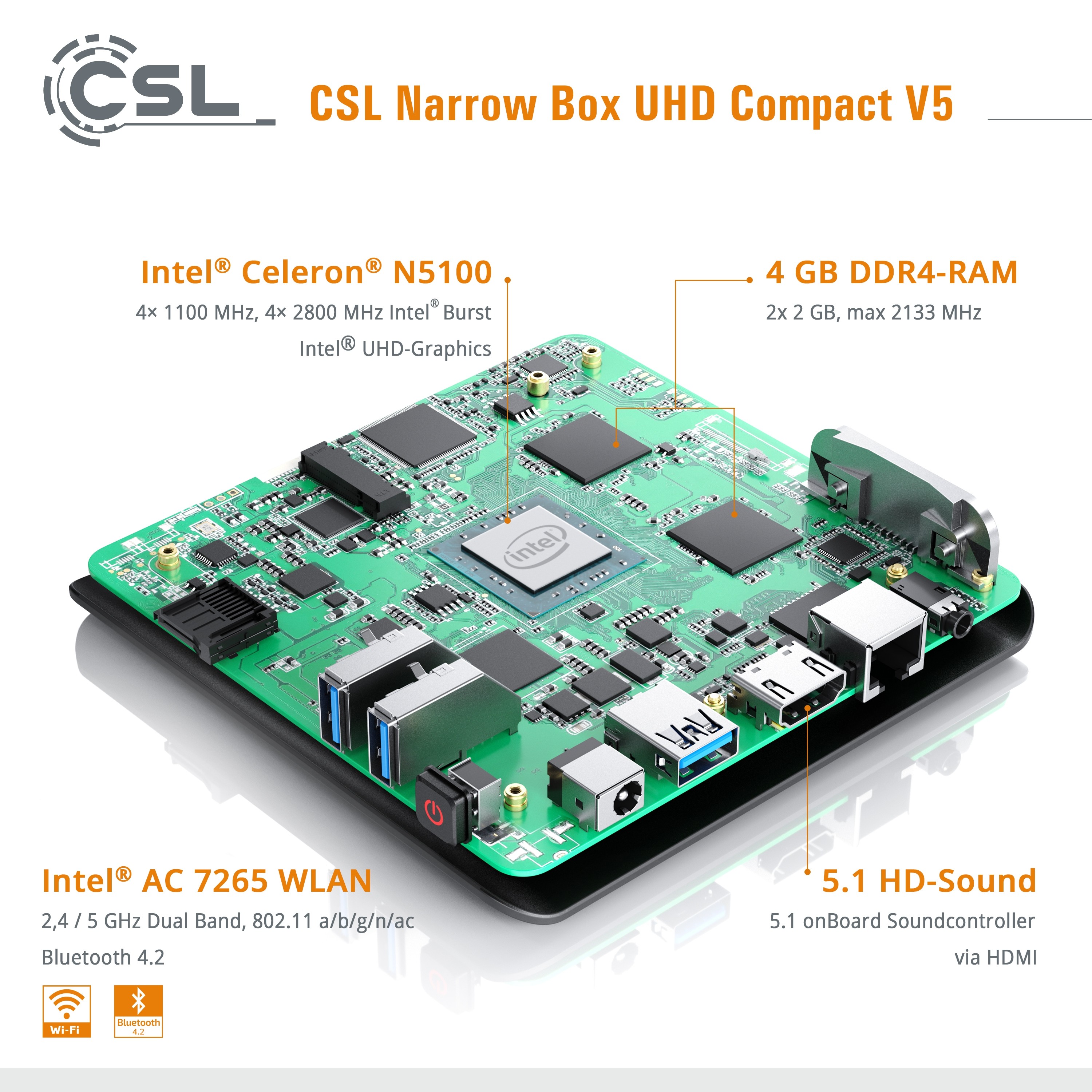 CSL Computer | Mini PC - CSL Narrow Box Ultra HD Compact v5 / Windows ...