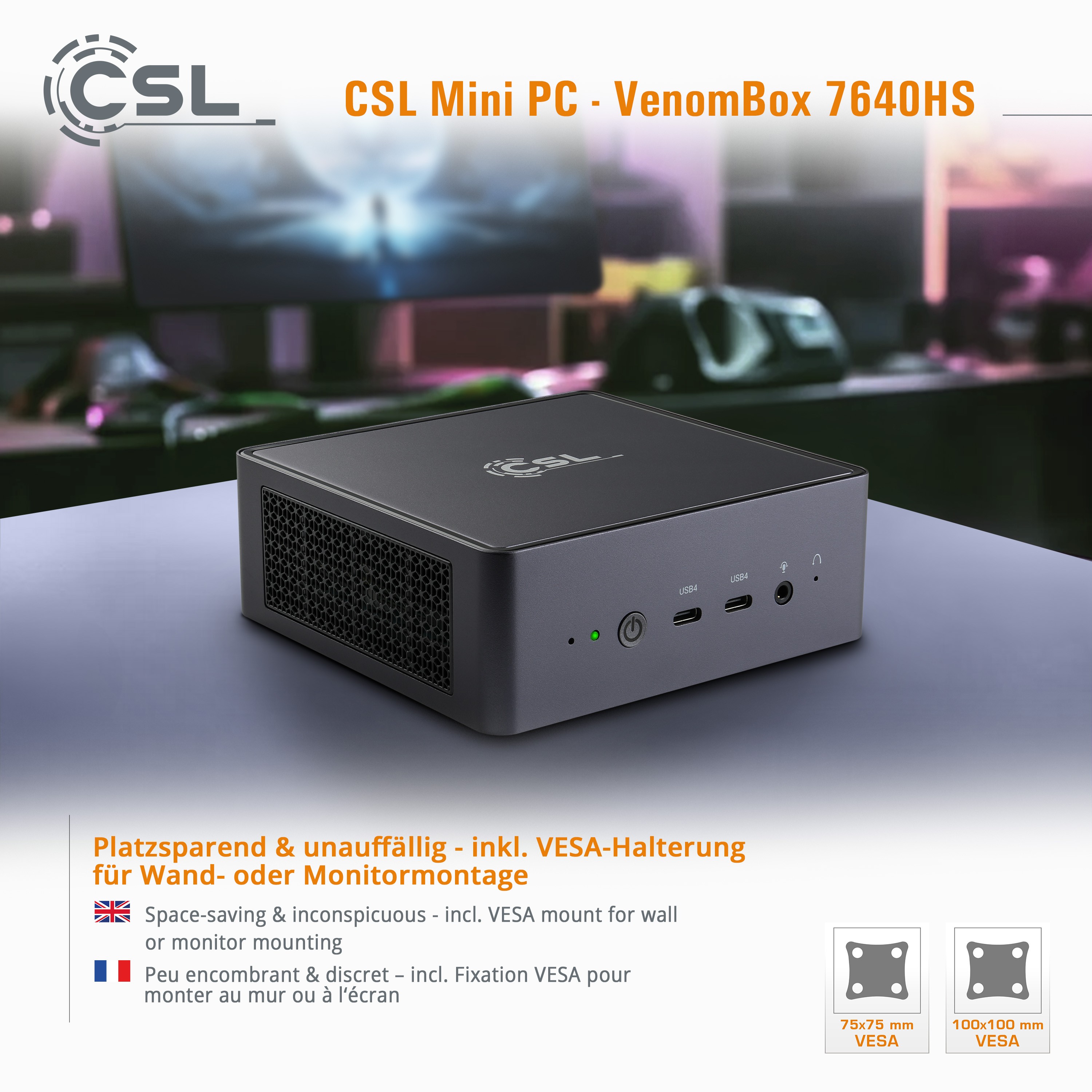 Mini PC - CSL VenomBox 7640HS / Windows 11 Pro / 16GB / 2000 GB M.2 SSD | CSL Computer