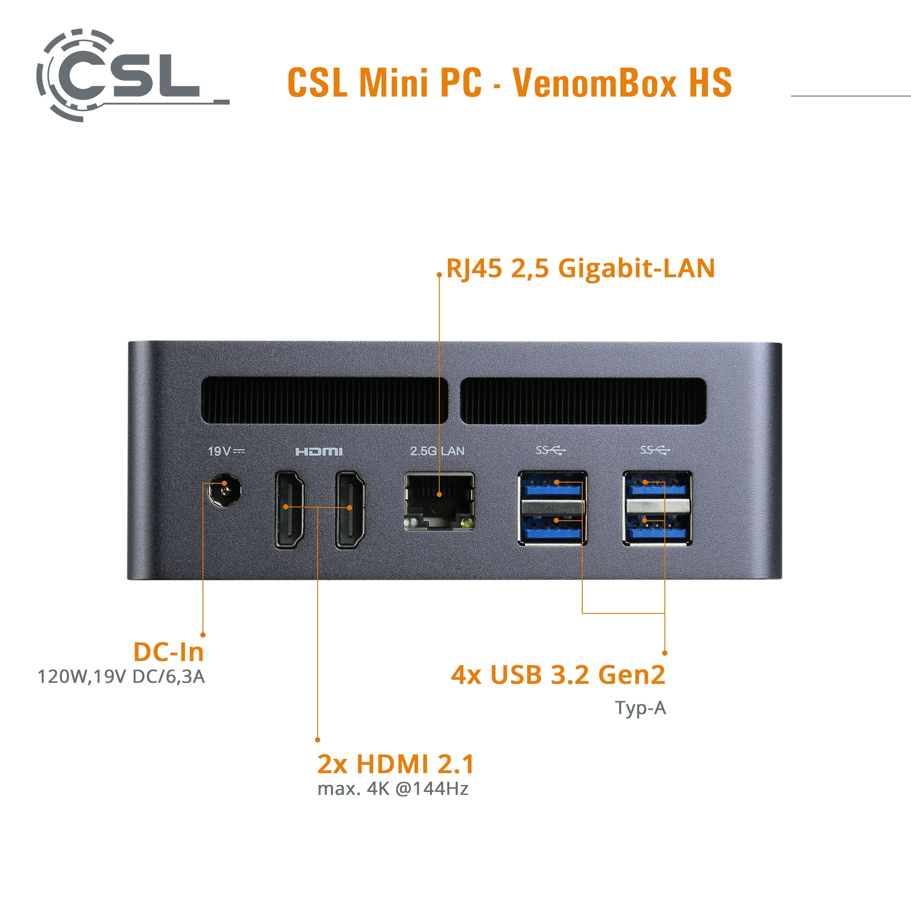 Mini PC - CSL VenomBox 8845HS / Windows 11 Famille / 16Go / 500 Go M.2 ...