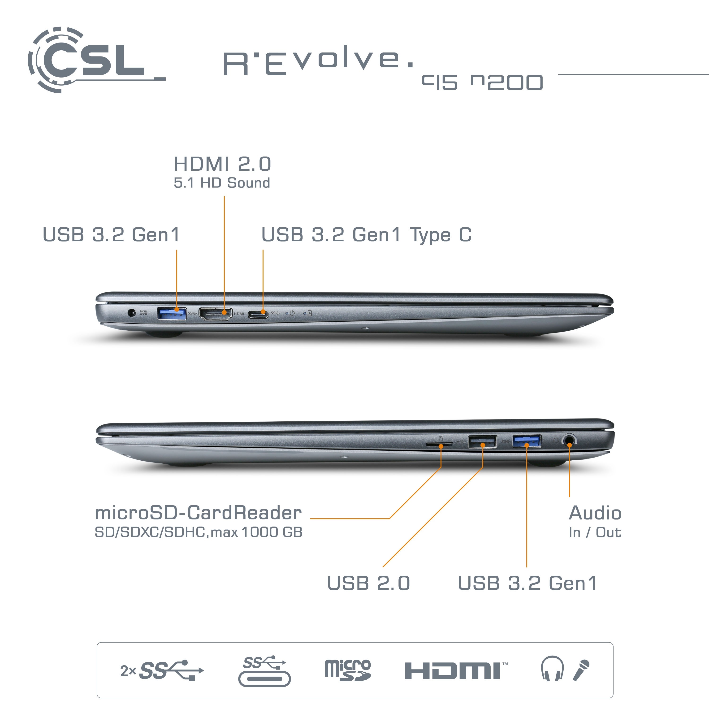 Notebook CSL R'Evolve C15 v2 / Windows 11 Famille/ 500Go+8Go | CSL Computer
