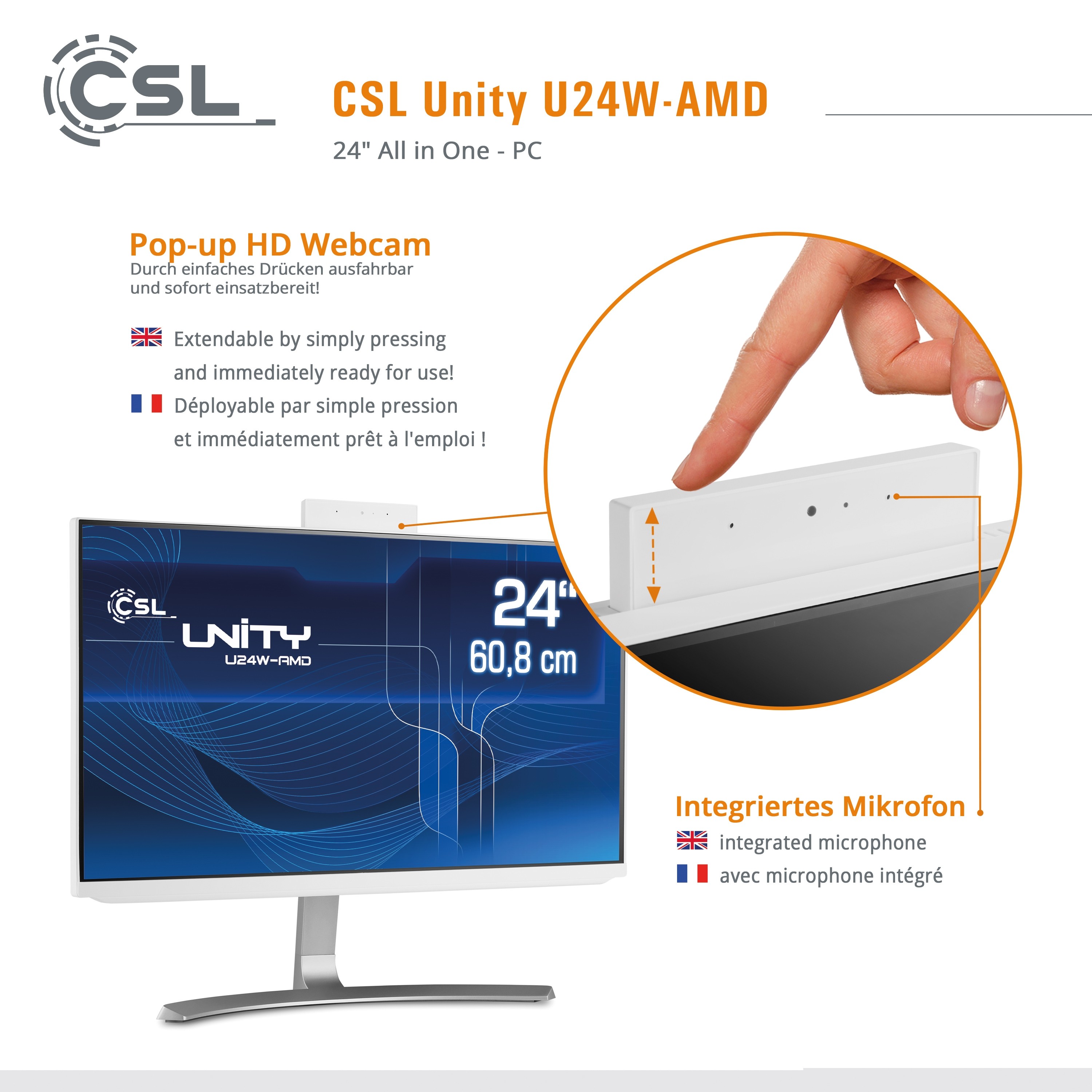 All-in-One-PC CSL Unity U24W-AMD / 3200G / Windows 11 Famille / 500Go+8Go | CSL Computer