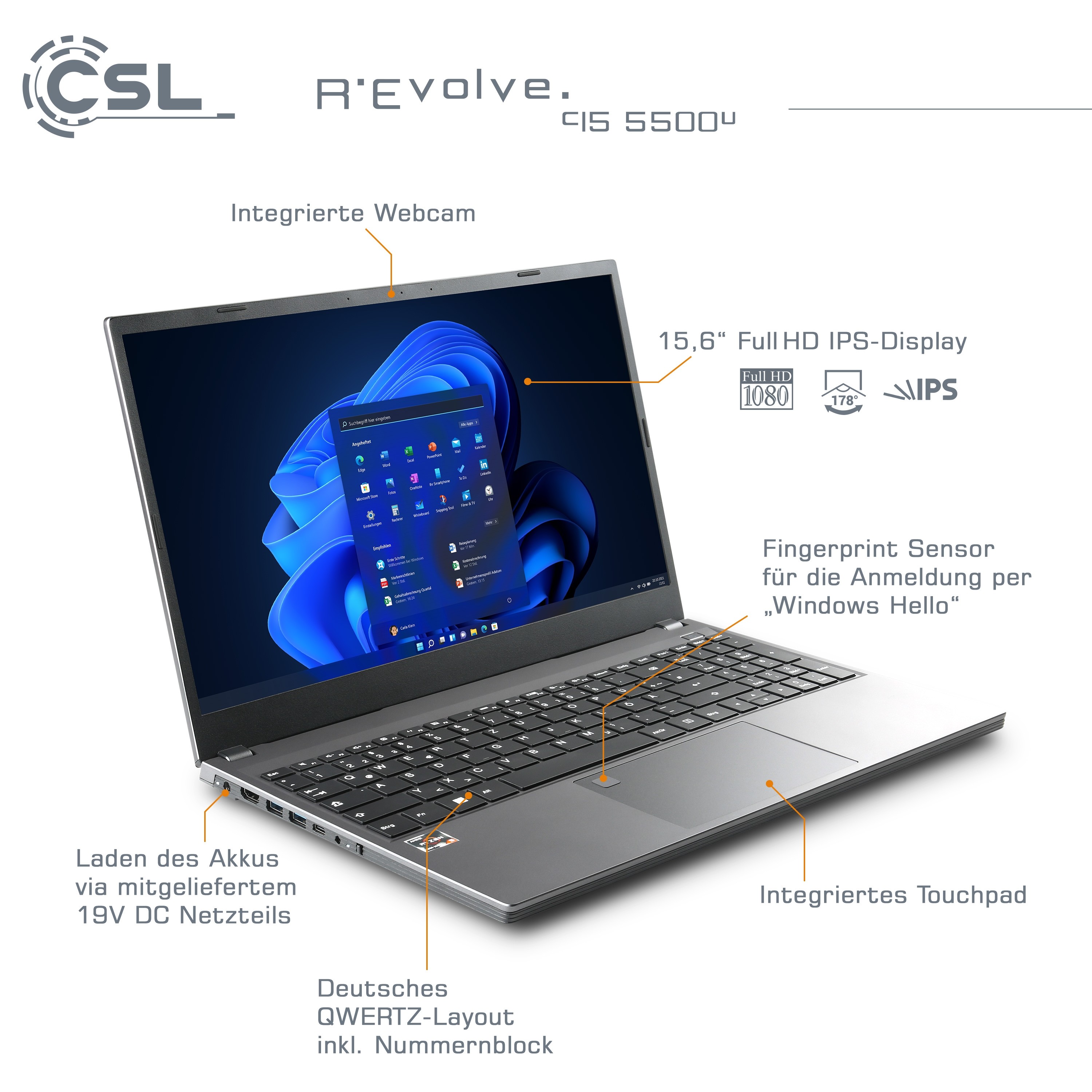 Notebook CSL R'Evolve C15 v2 / Windows 11 Famille/ 500Go+8Go | CSL Computer