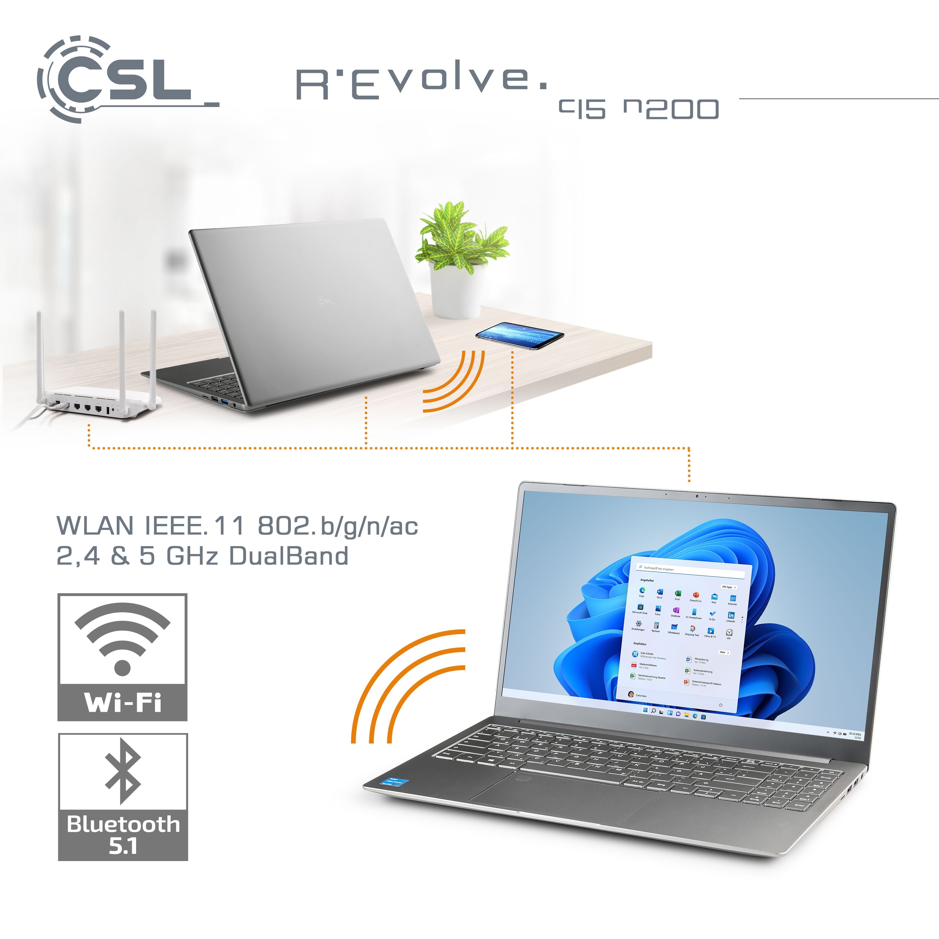 CSL Computer | Notebook CSL R'Evolve C15 v2 / Windows 11 Famille/ 500Go+8Go