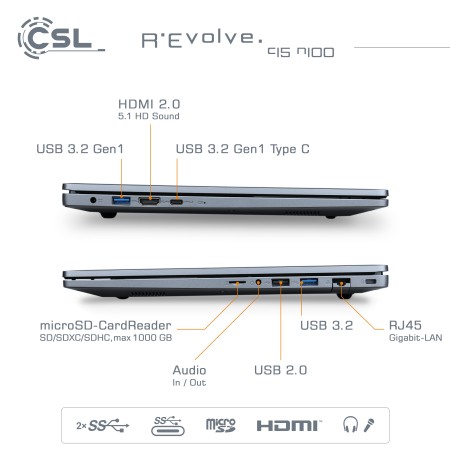 Notebook CSL R'Evolve C15 v4 / Windows 11 Pro / 2000GB+16GB | CSL Computer