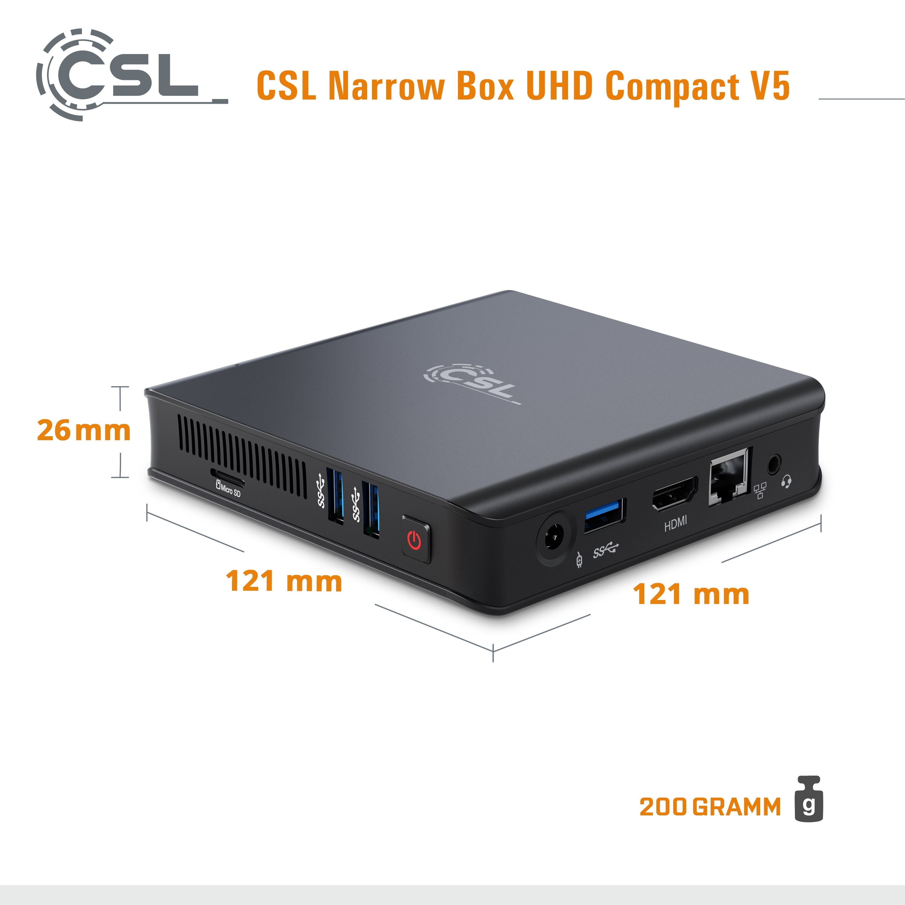 Mini PC - CSL Narrow Box Ultra HD Compact v5 / 512GB M.2 SSD / Windows ...