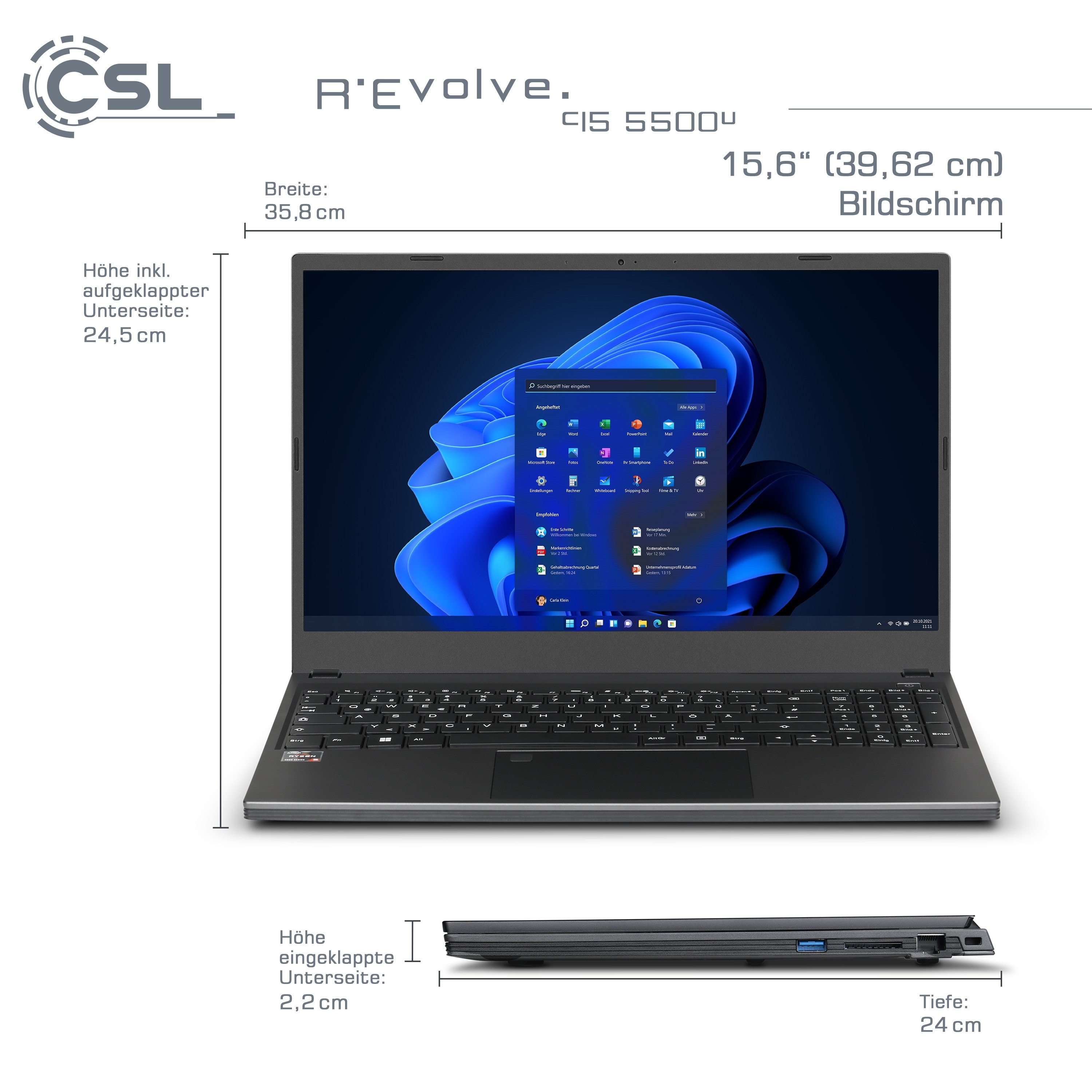 Notebook CSL R'Evolve C15 5500U / Windows 11 Home / 1000GB+32GB | CSL ...