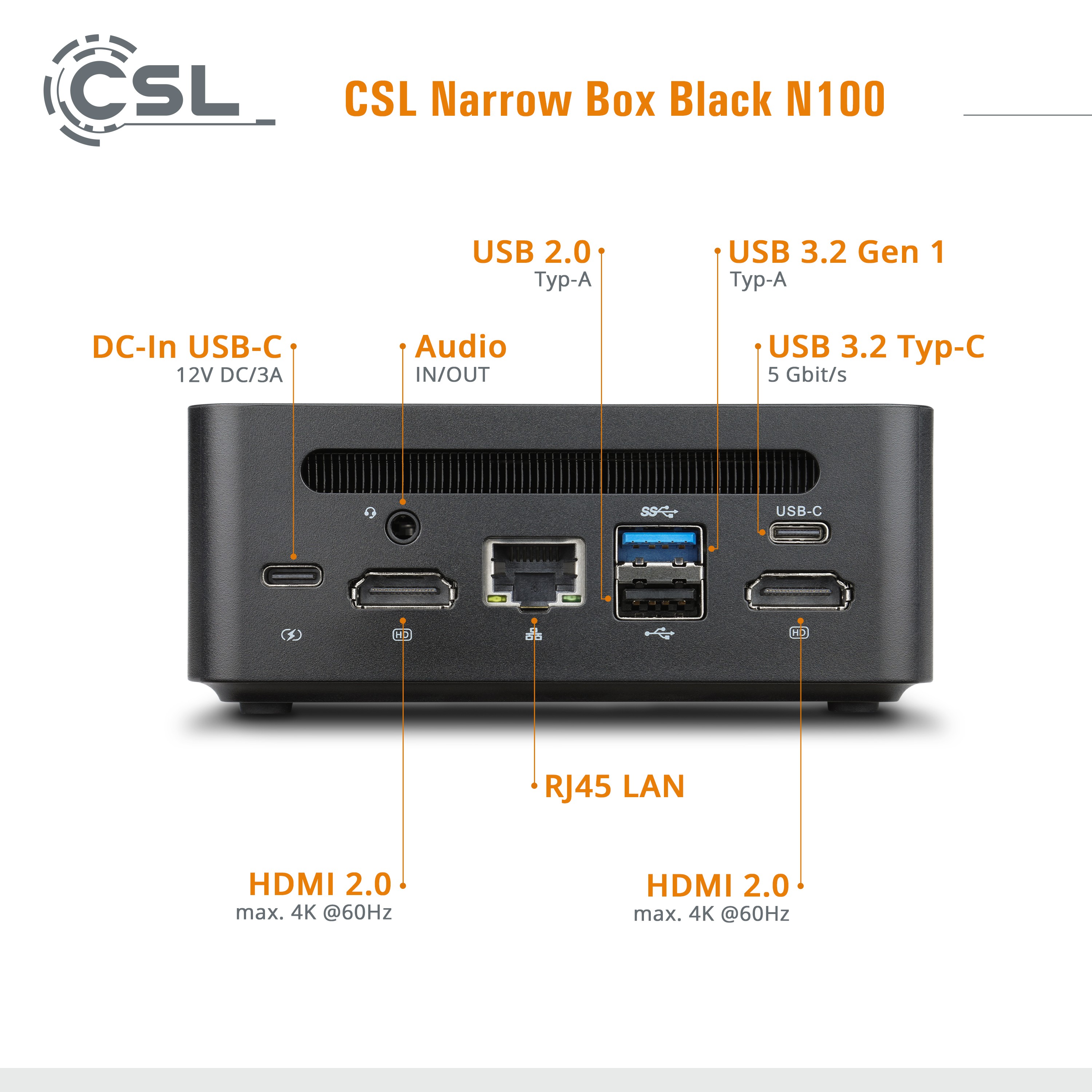 Mini PC - CSL Narrow Box Black / Windows 11 Pro / 2000GB+16GB | CSL ...