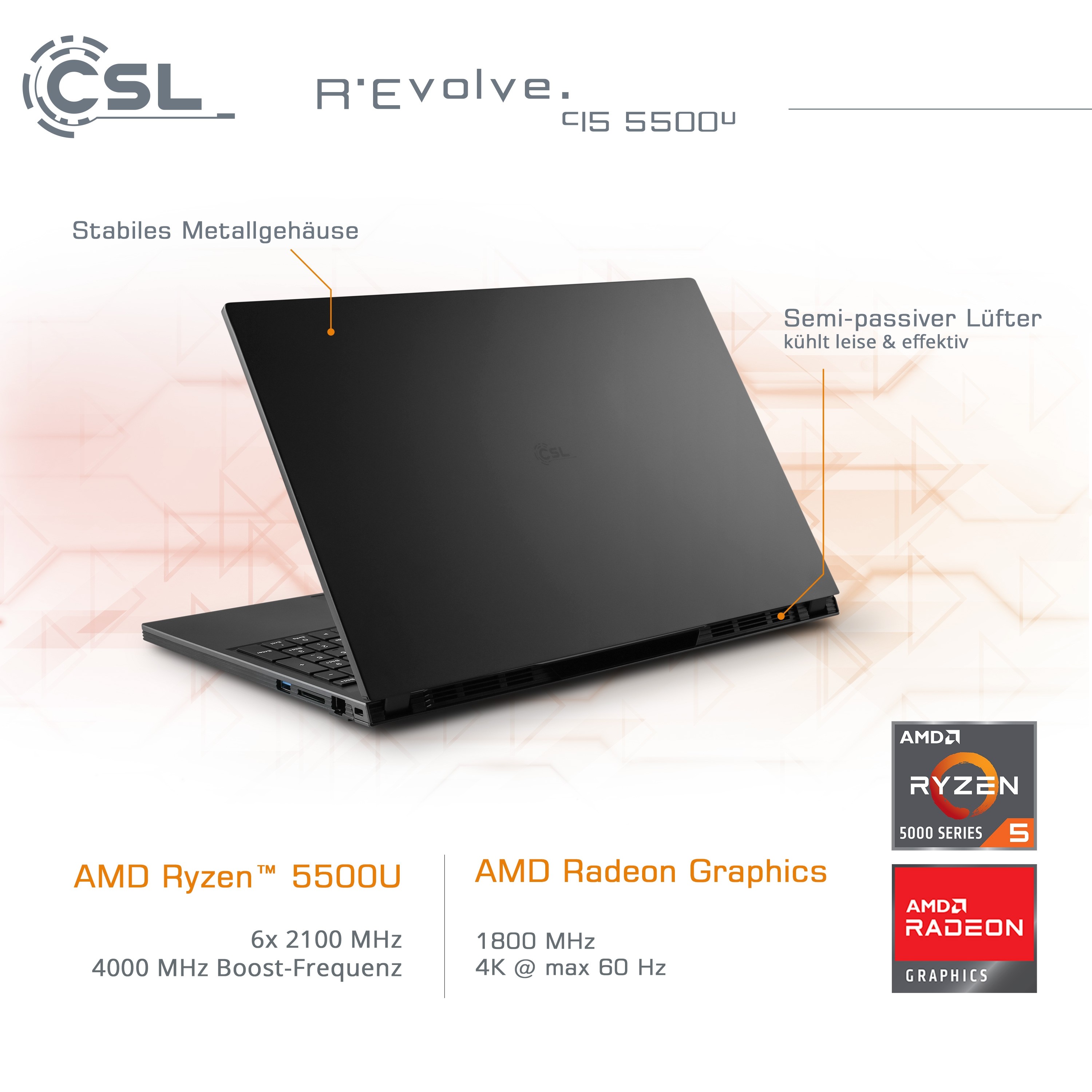 Notebook CSL R'Evolve C15 5500U / Windows 11 Home / 4000GB+32GB | CSL ...