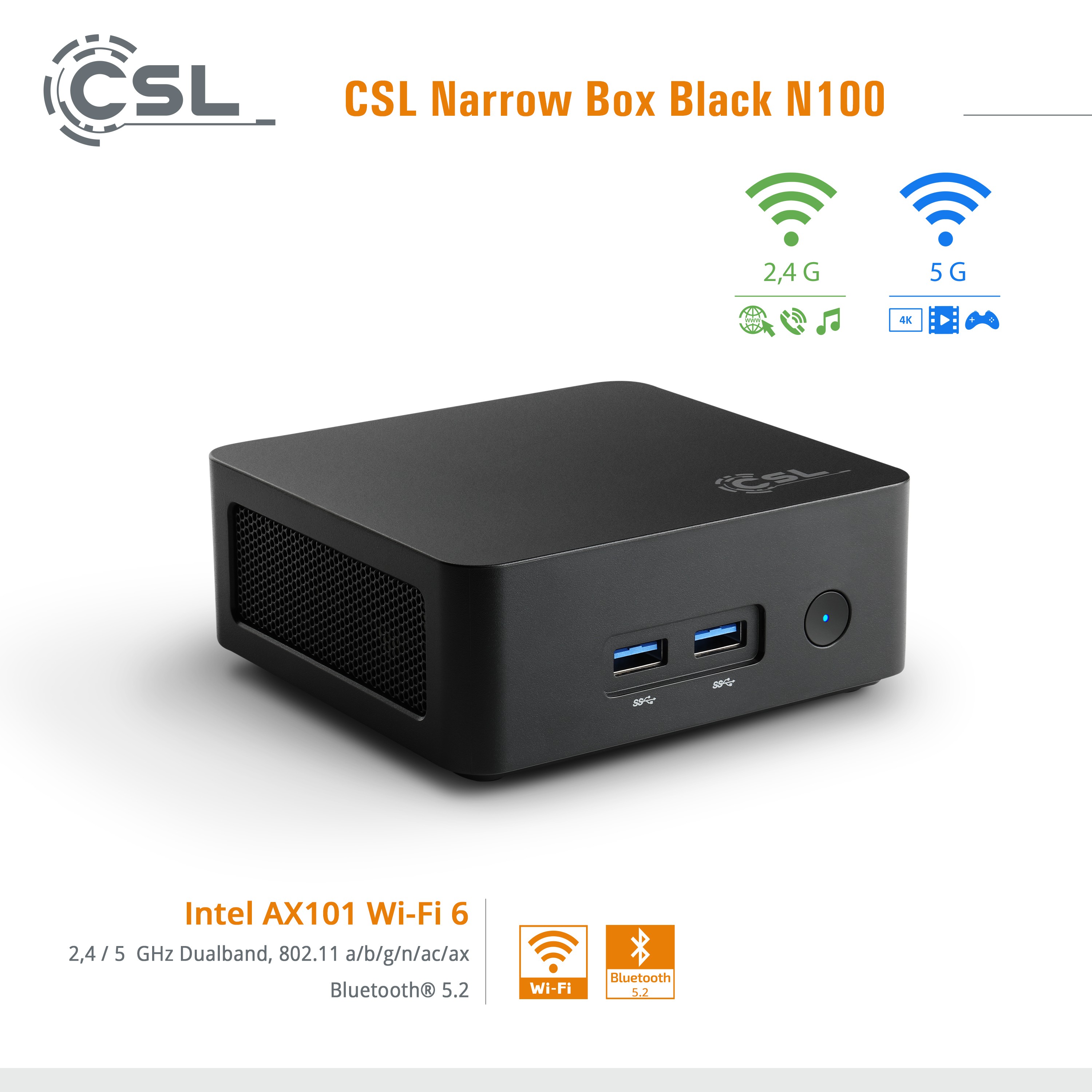 Mini PC - CSL Narrow Box Black / Windows 11 Home / 2000GB+16GB | CSL ...