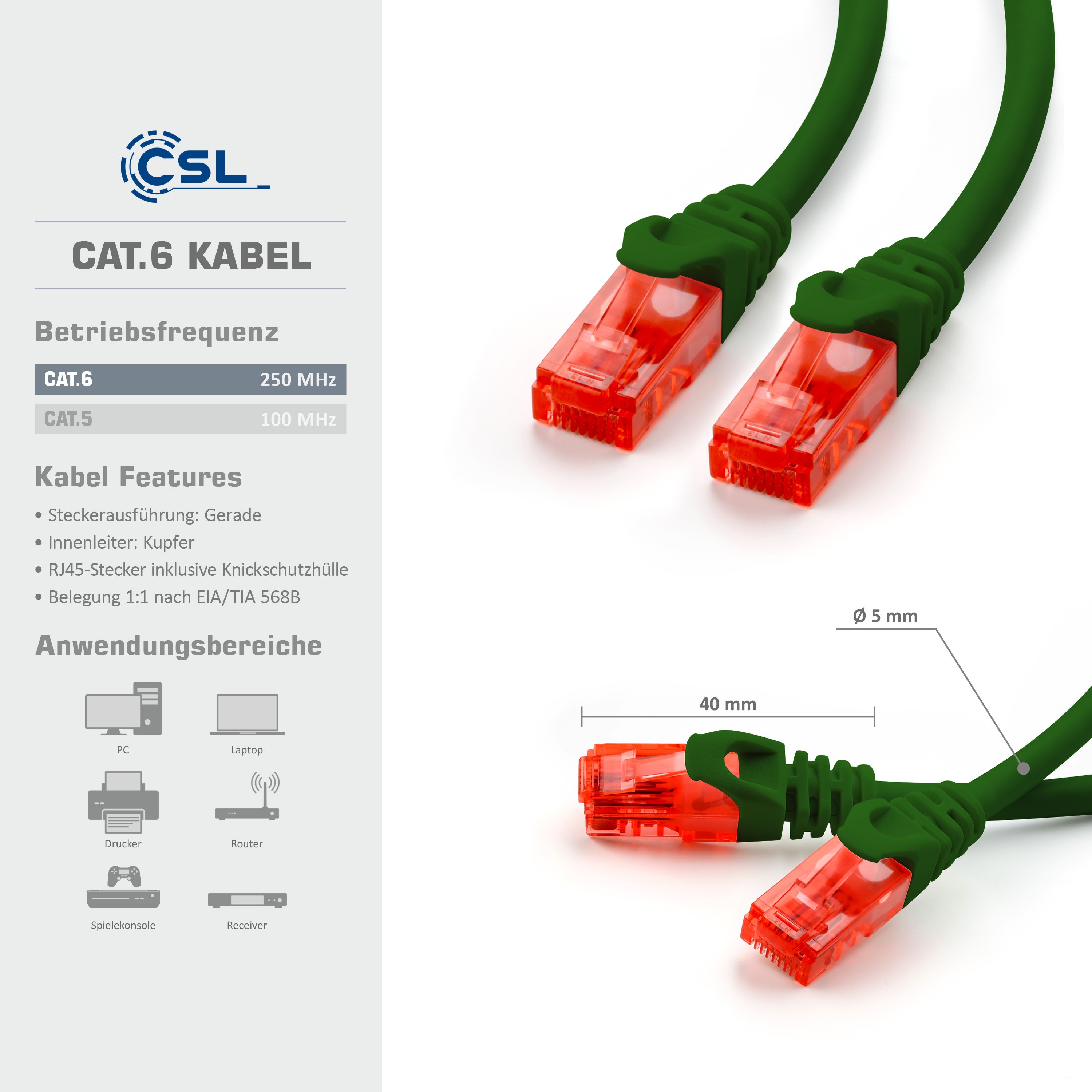 2m Patchkabel Cat6, grün | CSL Computer